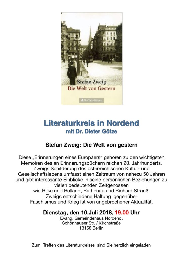 Literaturkreis: Stefan Zweig: Die Welt von gestern - Jugendstil ...